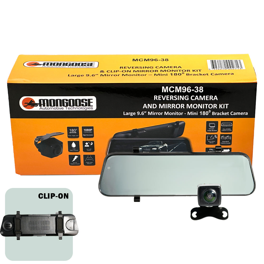 Mongoose 9.6" Clip On Mirror - Full Hd - Clip On Mirror Monitor And Ca ...