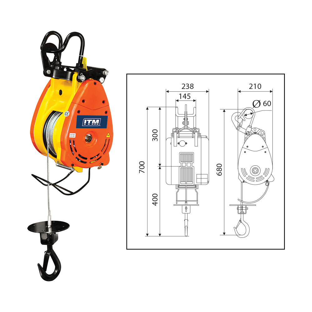 ITM Electric Hoist, Builders Wire Hoist, 500kg, 30M Lift – Engineers ...