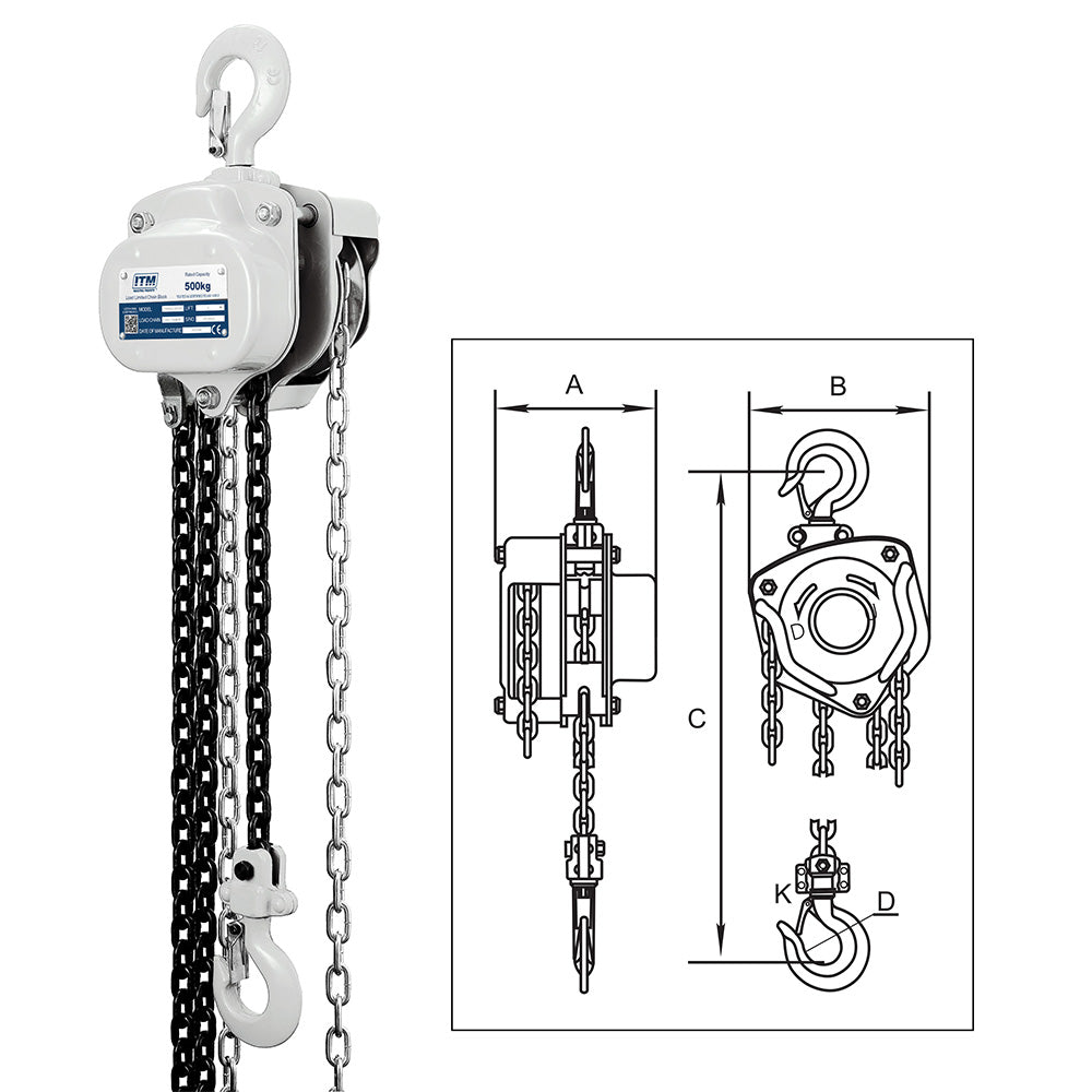 ITM Chain Block-Heavy Duty-500 kg-6 Meter Lift – Engineers Collective