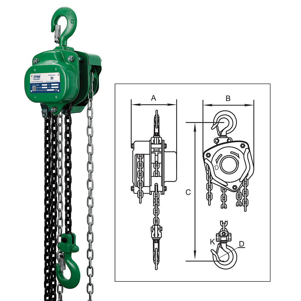 ITM Chain Block-Heavy Duty-2 Ton-6 Meter Lift – Engineers Collective