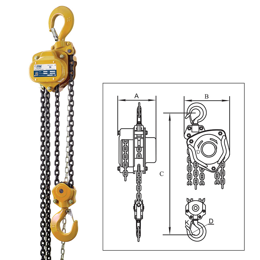ITM Chain Block-Heavy Duty-3 Ton-6 Meter Lift – Engineers Collective