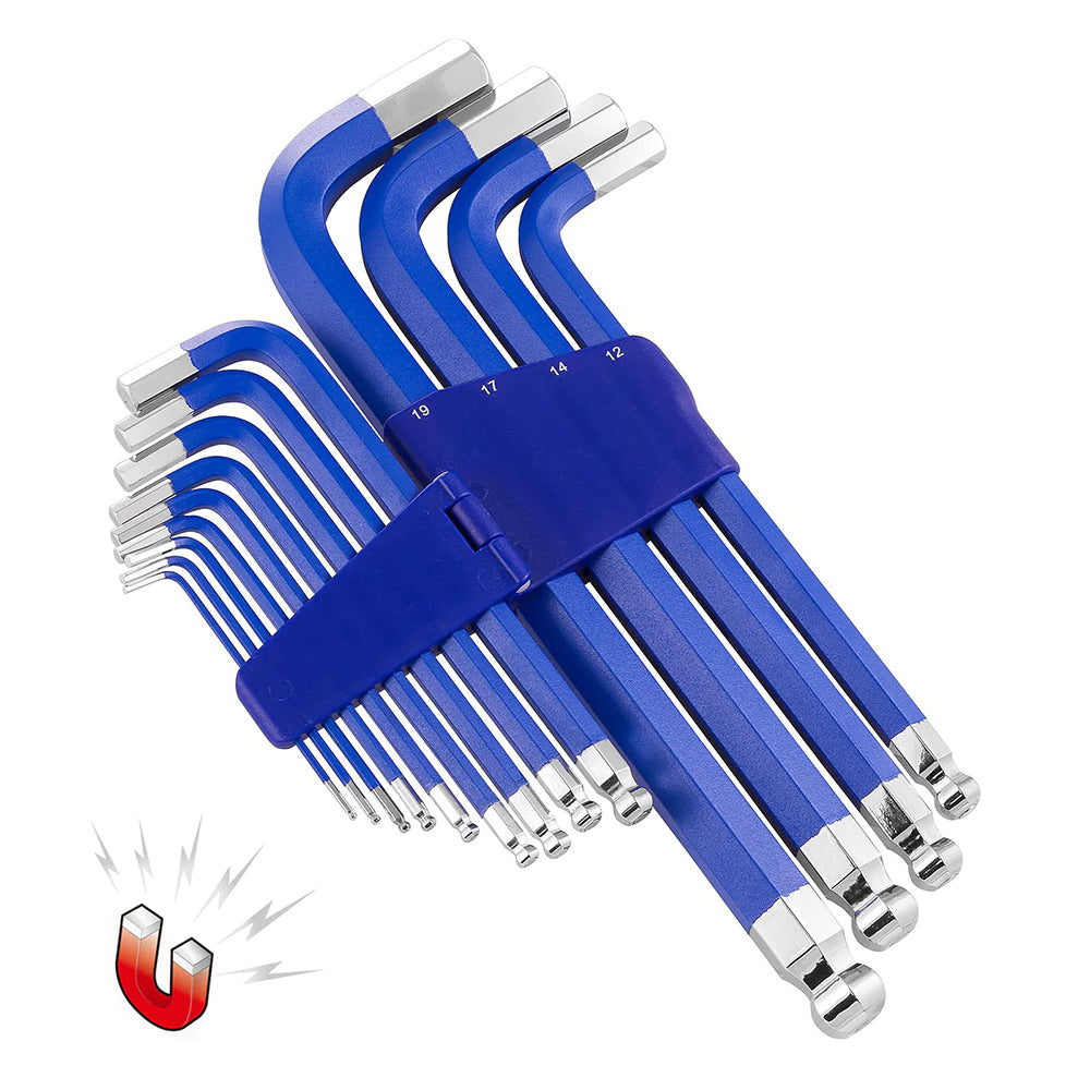 Powerbuilt 13pc Jumbo Long Magnetic Metric Hex Key Wrench Set ...