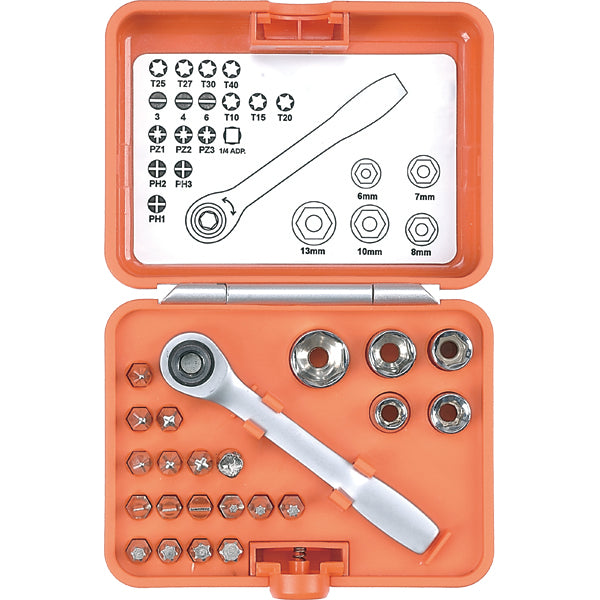 Tactix Mini Ratchet Bits & Socket 23pc Set | Engineers Collective NZ