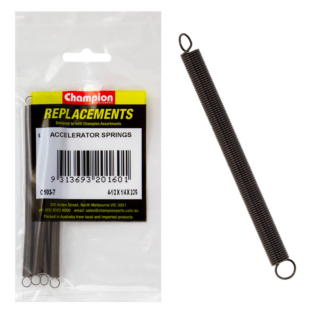 Champion 4-1/2(L) x 1/4in (O.D) x 23G Accelerator Spring-4pk ...