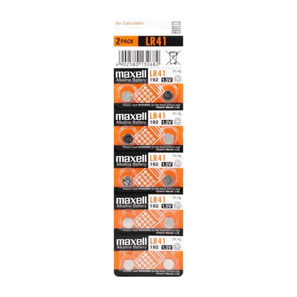 Maxell Alkaline Battery Lr41 10 Pack 1.5v Retail Packaging | Engineers ...