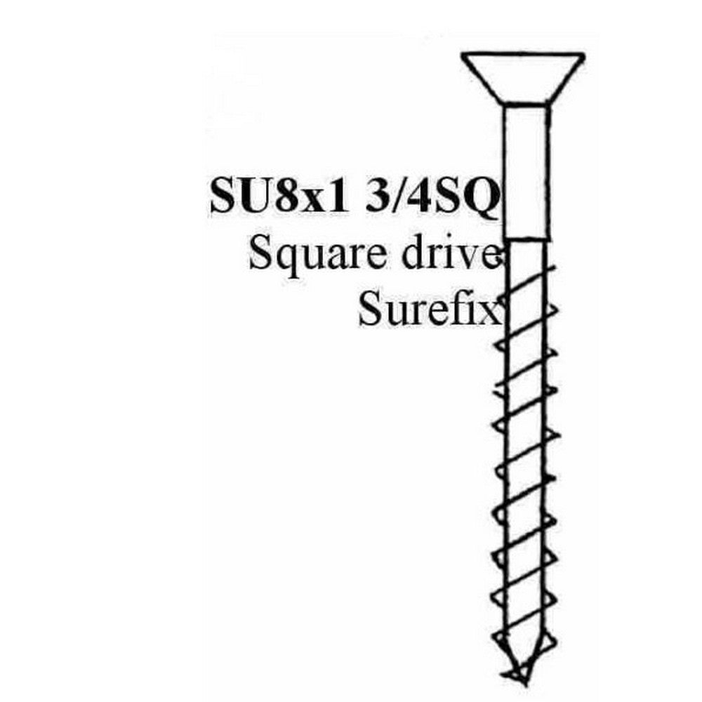 Surefix Counter Sunk Wood Screw 8 X 1 3/4" Square Drive - Bag Of 100 ...