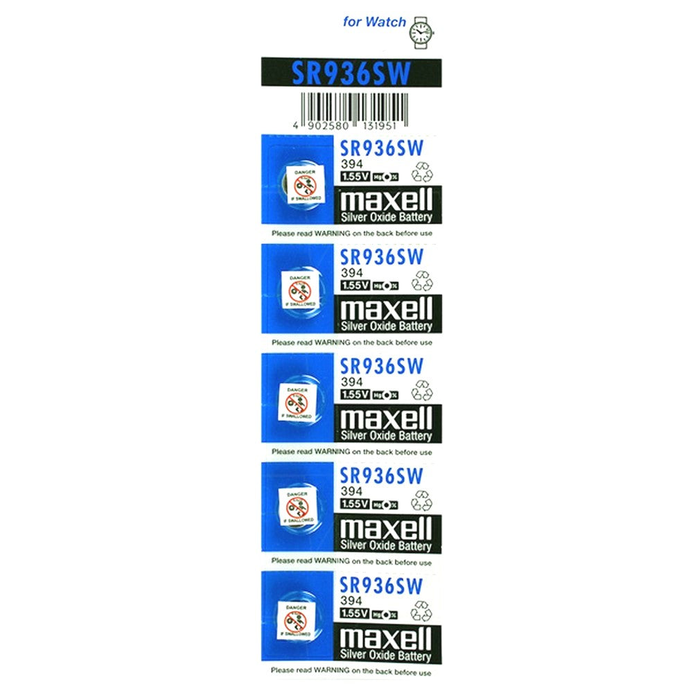 Maxell Silver Oxide Sr936sw Watch Battery Button Cell 5 Pack ...